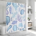 Blue Conch Coastal Bathroom Shower Curtains with 12 Hooks Polyester ...