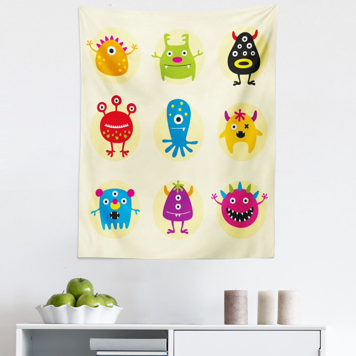 Alien Tapestry, Colorful Monsters Extraterrestrial Beings Illustration ...