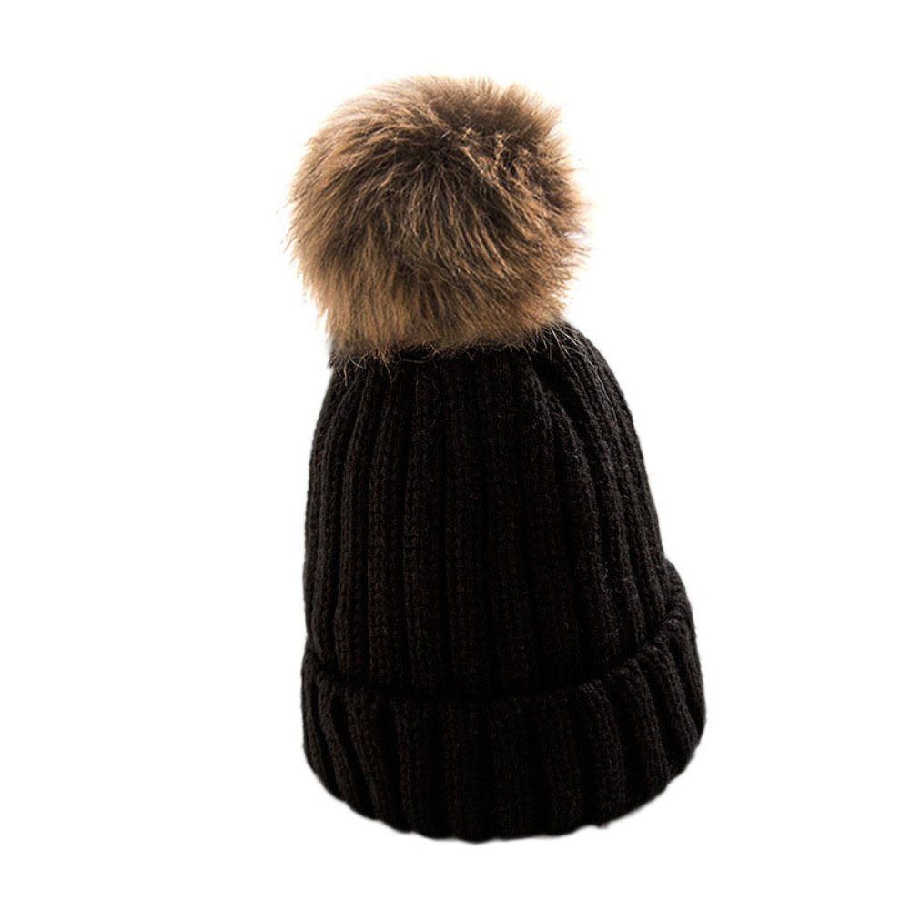 Click here for Enjoyw Women Winter Solid Color Pompom Knitted Bea... prices