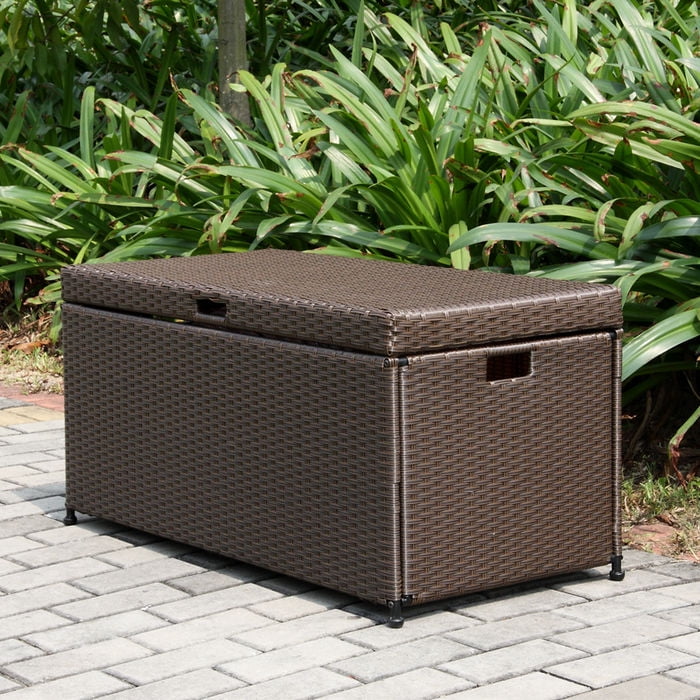 Outdoor Resin Wicker Storage Deck Box by Jeco - Walmart.com