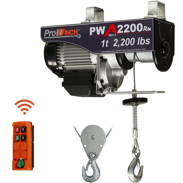 Prowinch 1 Ton Electric Wire Rope Hoist 2200 lbs. 38 ft. Wireless 110V ...