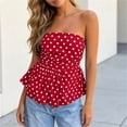 BUIGTTKLOP Womens Strapless Polka Dot Tube Tops Summer Cute Backless ...