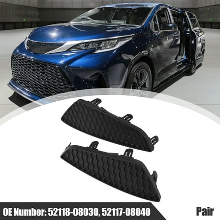 1 Pair Vehicle Front Bumper Left Right Side Fog Light Grille Cover ...