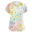 AHMOMEI Scrub Tops Women Stretchy Cartoon Animal Print Womens Scrubs V ...