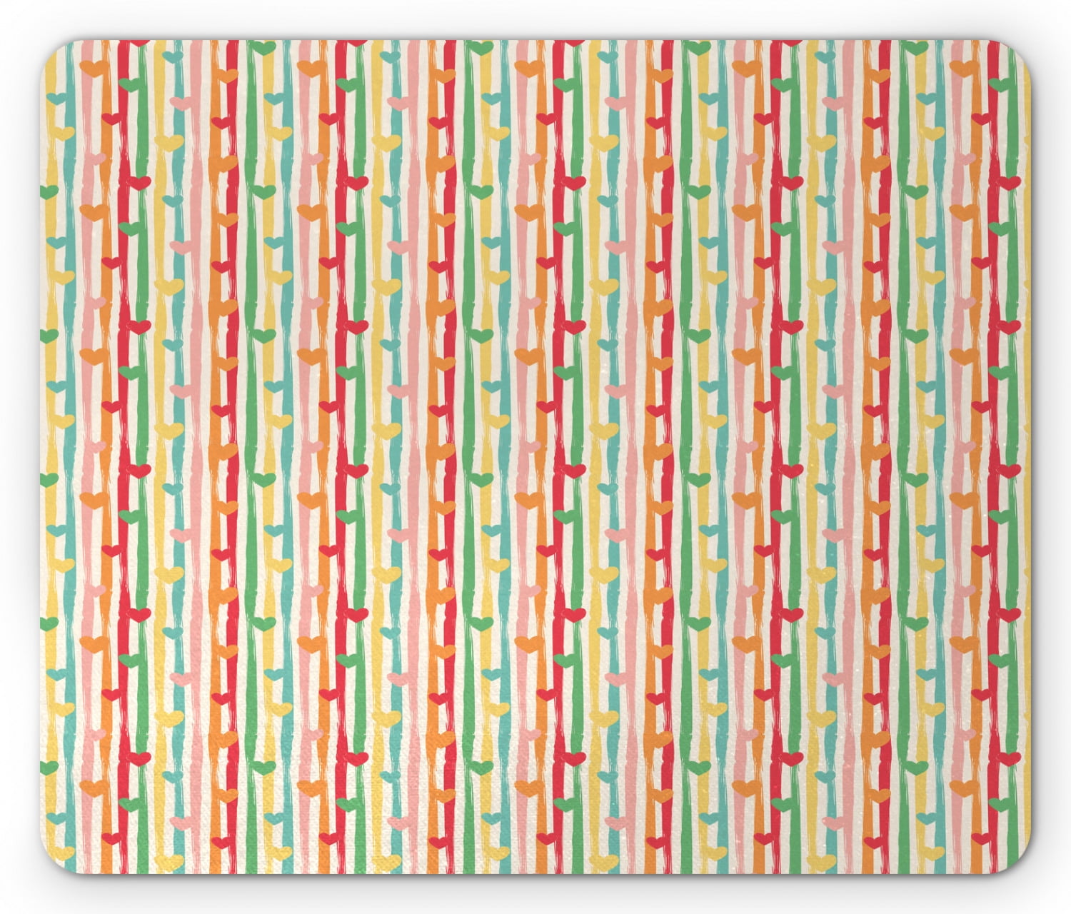 Colorful Mouse Pad, Pastel Hearts with Vertical Color Stripes Abstract ...