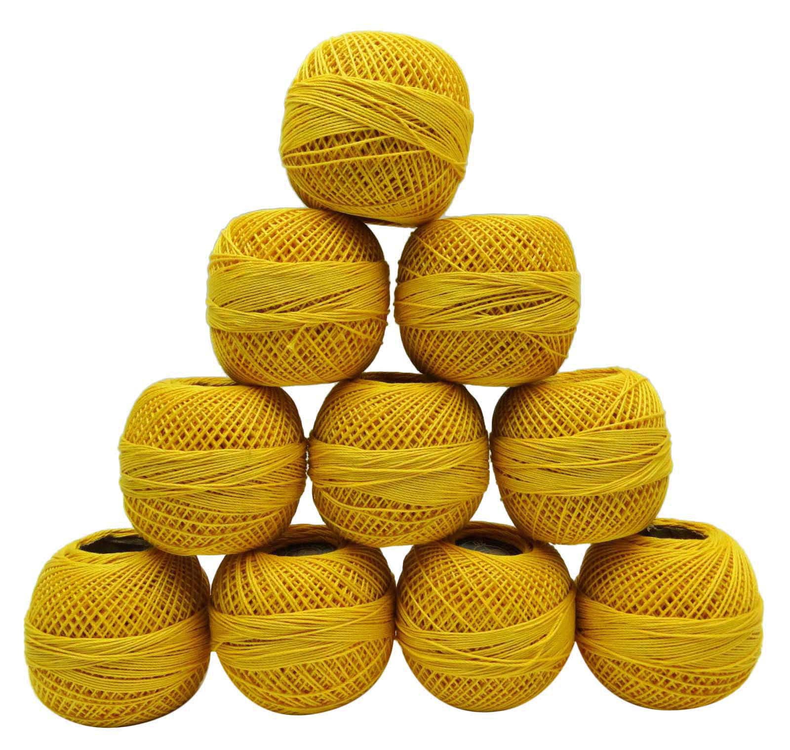 10 Pcs Yellow Mercer Cotton Crochet Thread Yarn Tatting Knit Embroidery ...