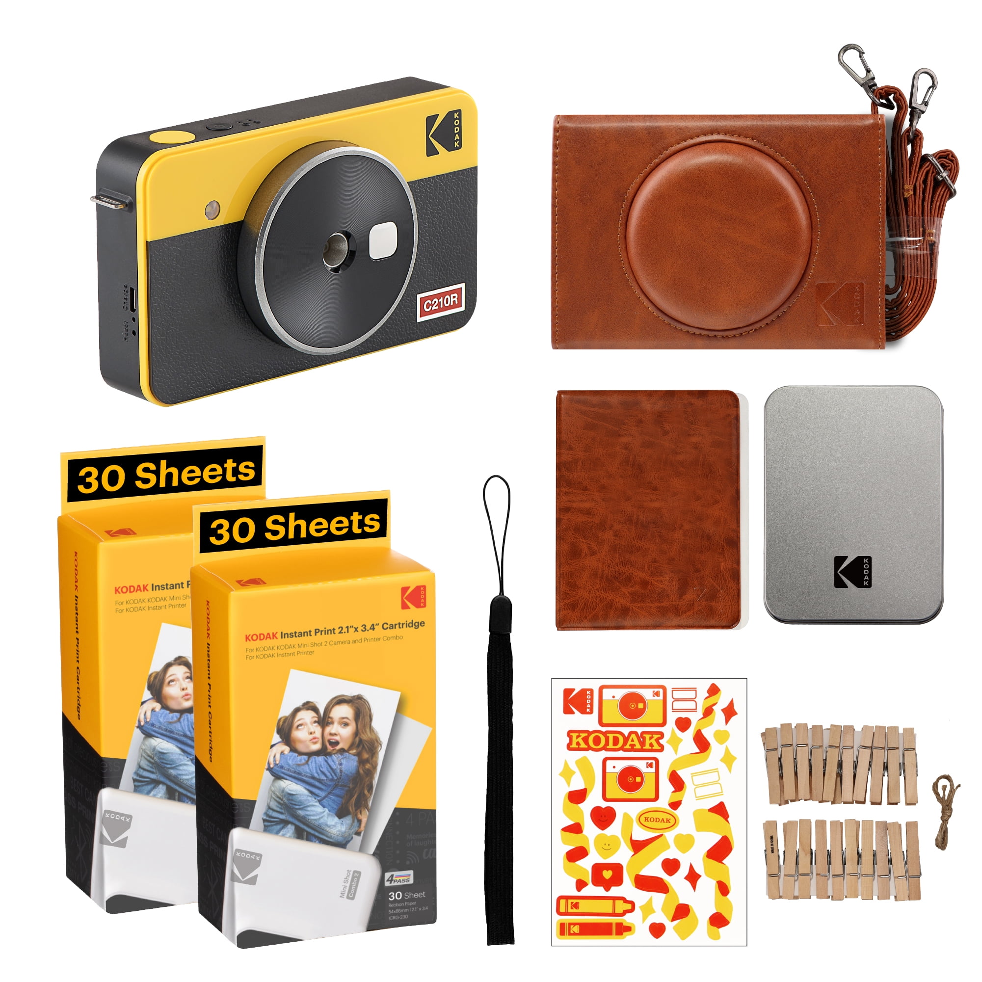 KODAK Mini Shot 2 Retro 4PASS 2-in-1 Instant Camera and Photo Printer (2.1x3.4 inches) + 68 ...