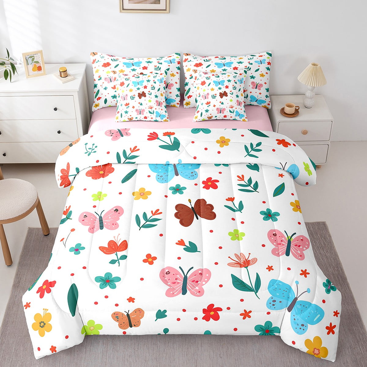 Click here for Yst Girls Butterfly Comforter Set Queen Size 7 Pie... prices