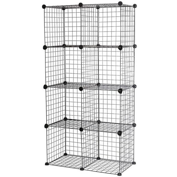 8 Cube Grid Wire Shelves Storage Rack Multi Use DIY Closet Organizer ...