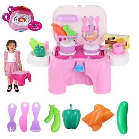 25Pcs/Set Kids Portable Kitchen Playsets Pretend Play Kitchen Cooking ...