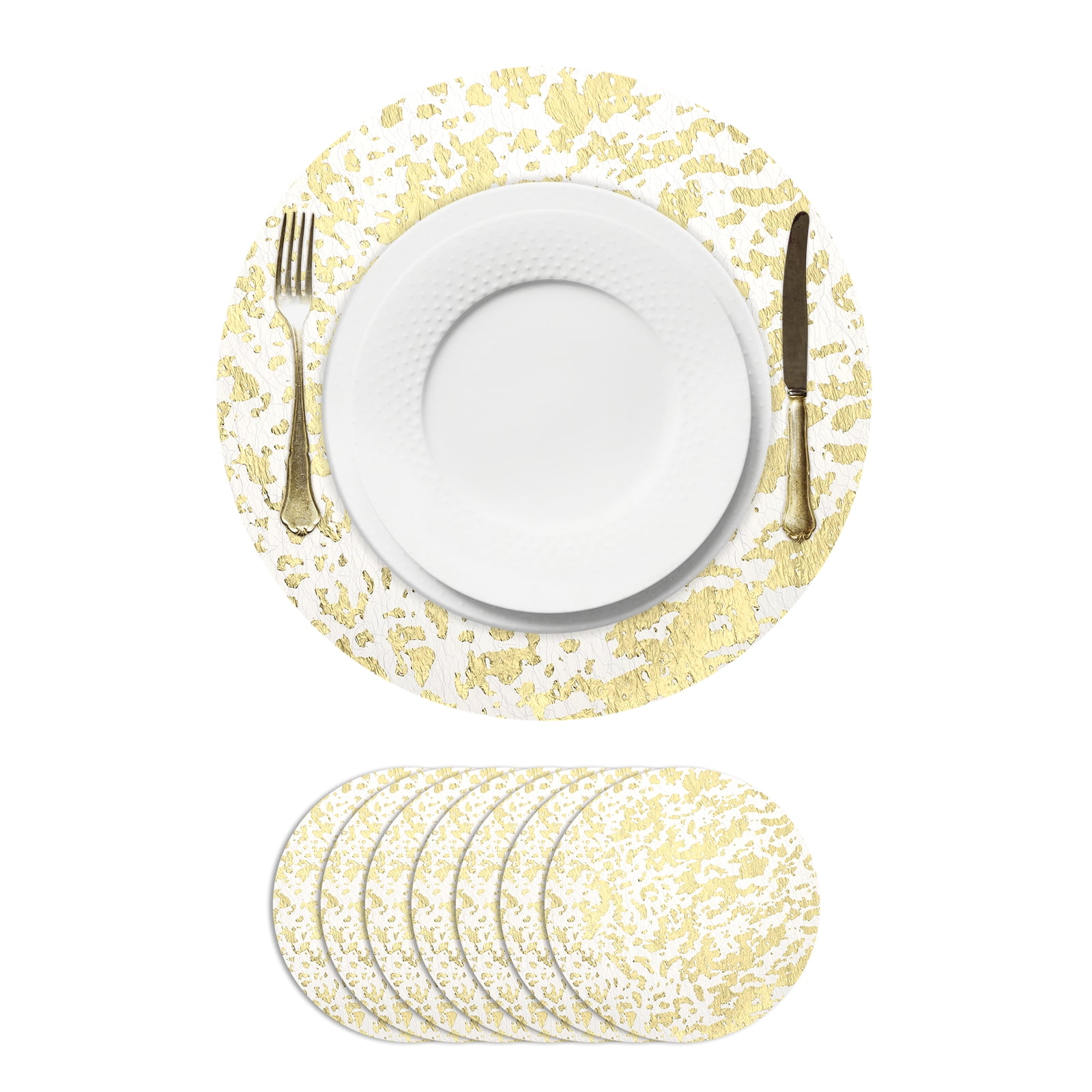 Click here for Unique Bargains 8pcs Gold Disposable Round Placema... prices