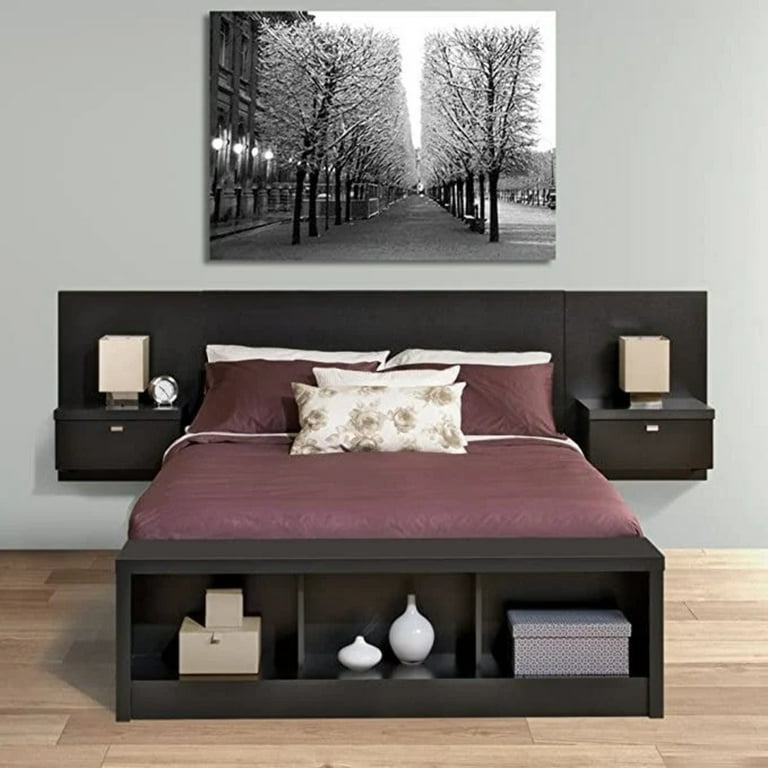 Wall mounted king headboard with nightstands store