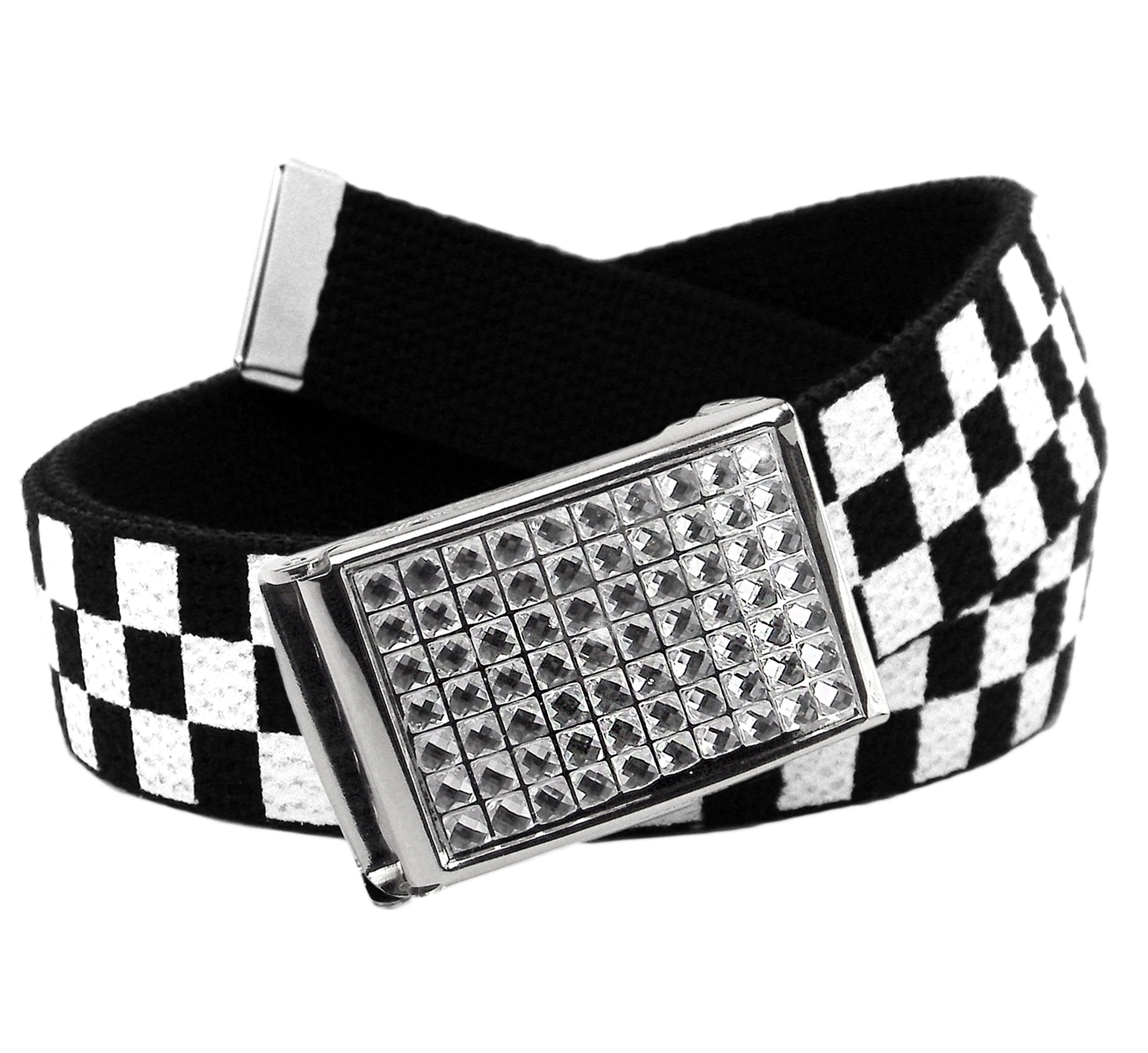 Women's Clear Crystal Flip Top Belt Buckle with Canvas Web Belt XX ...