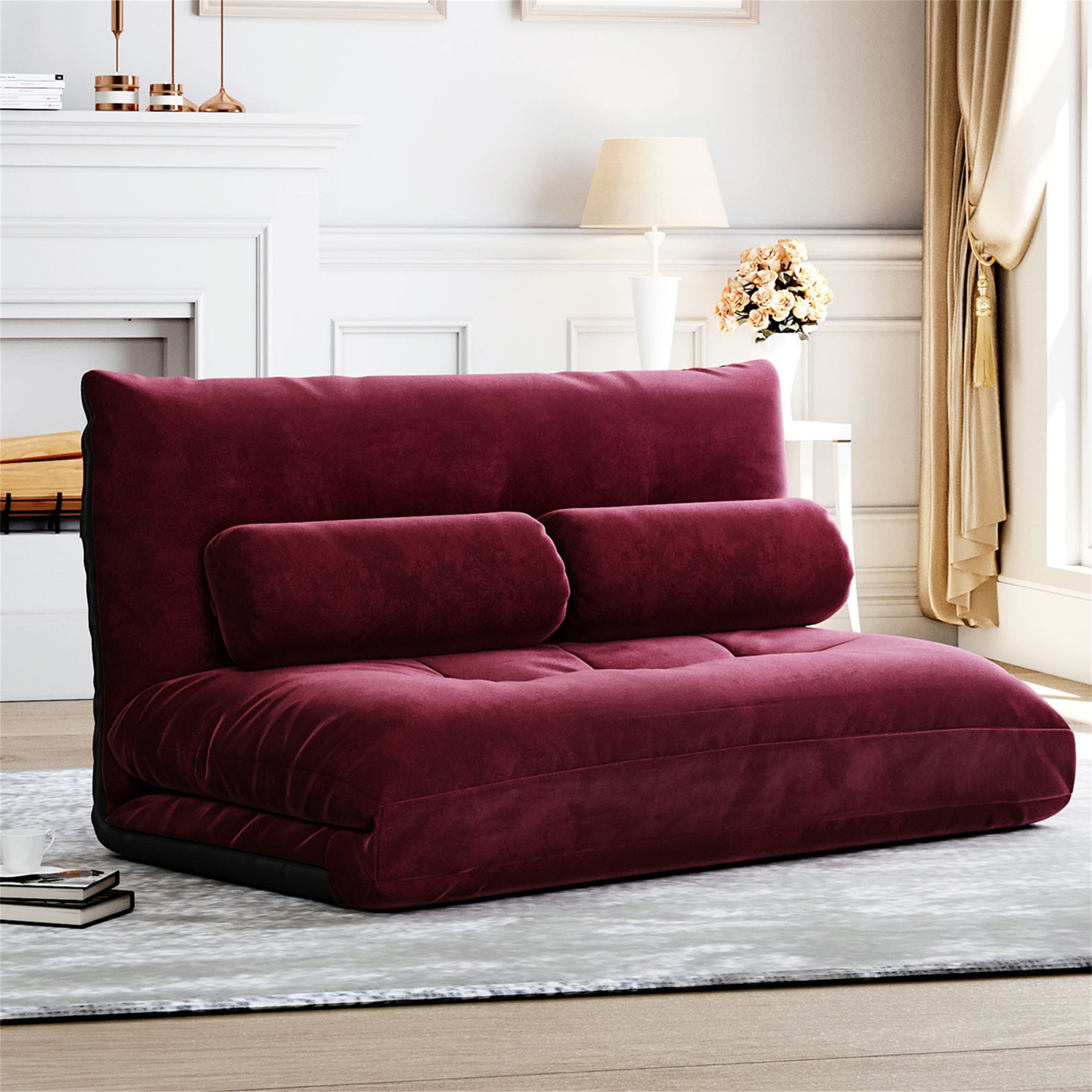 Aukfa Floor Couch- Double Chaise Lounge Sofa Lazy Couch for Bedroom ...