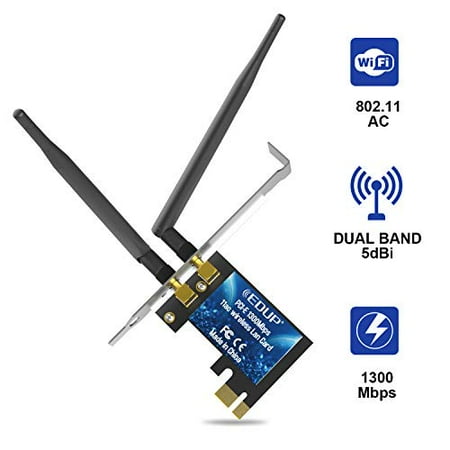 PCI Express WiFi Card AC1300 PCIe Wireless Adapter 2.4/5GHz Dual Band ...