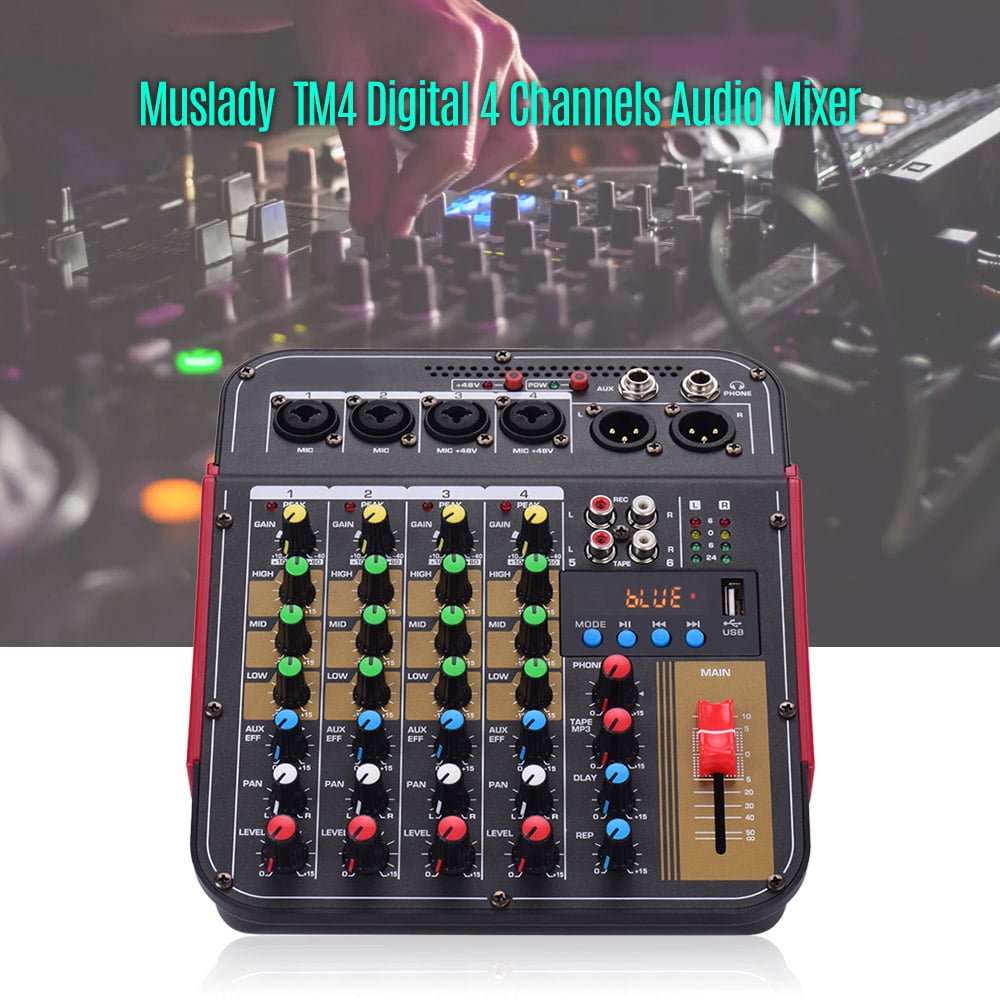 Buy ammoon TM4 Digital 4-Channel Audio Mixer Mixing Console Built-in ...