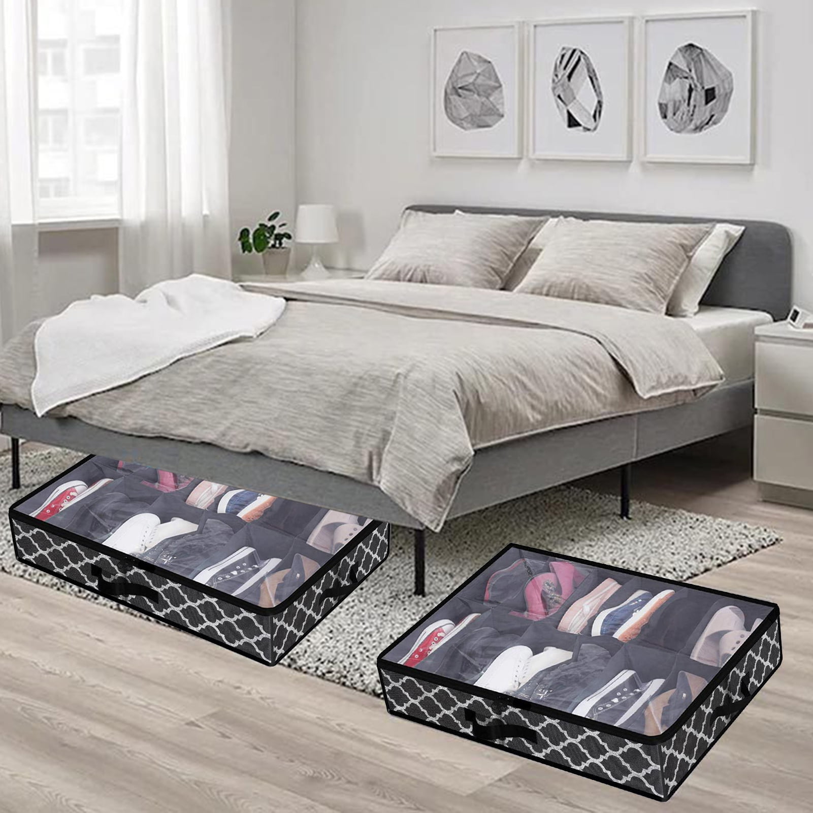 Warkul Shoes Storage Box Dust-proof Reinforced Handle Non Woven Fabric ...