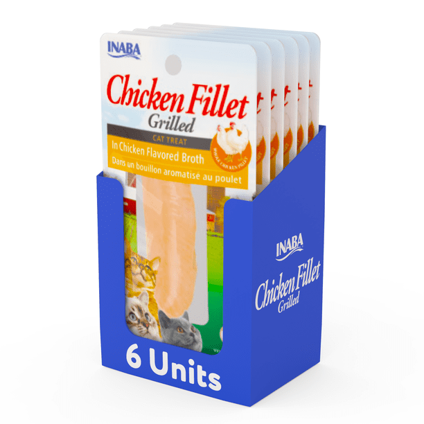 INABA Premium Hand-Cut Grilled Chicken Fillet Cat Treats w Vitamin E, 0 ...