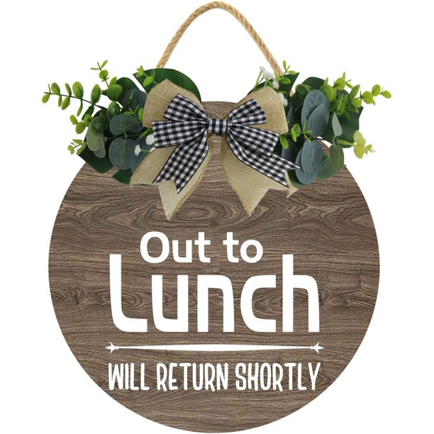 Eveokoki 11" Be Back Sign, Out To Lunch Will Return Shortly Wood Door ...