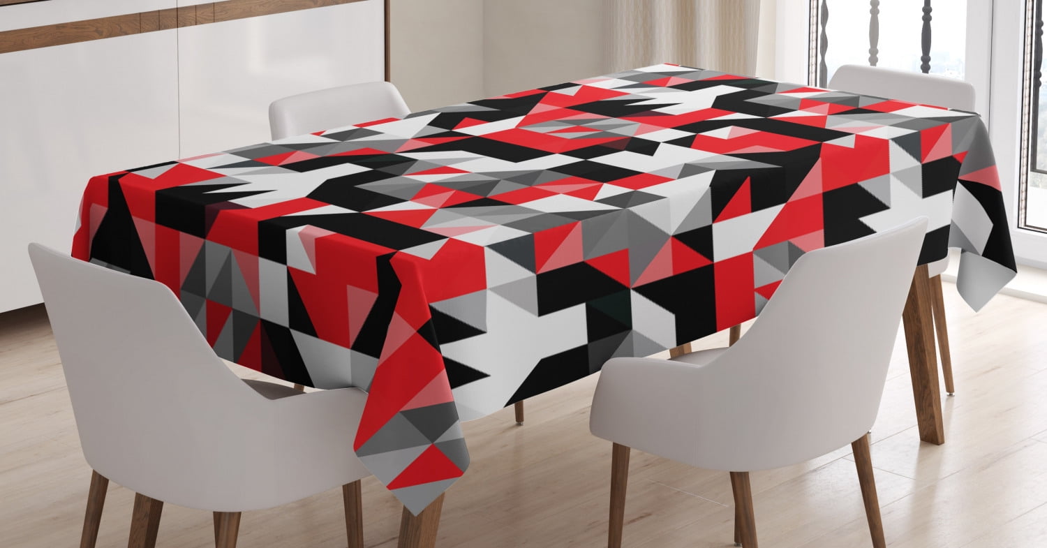 Ambesonne Abstract Tablecloth Rectangular Table Cover, Half Triangles ...