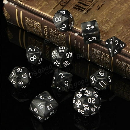 10Pc/set trpg games gaming dices d4-d30 multi-sided 6colorBlack ...