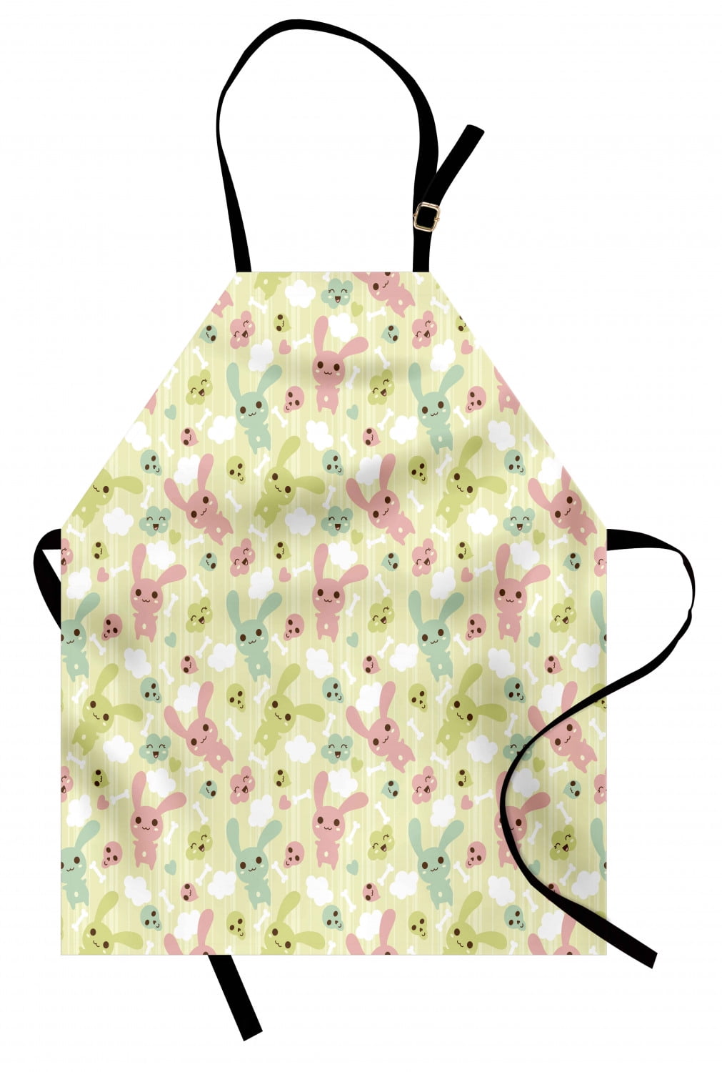 Anime Apron Funny Bunnies Clouds and Bones Pattern Doodle Kawaii ...