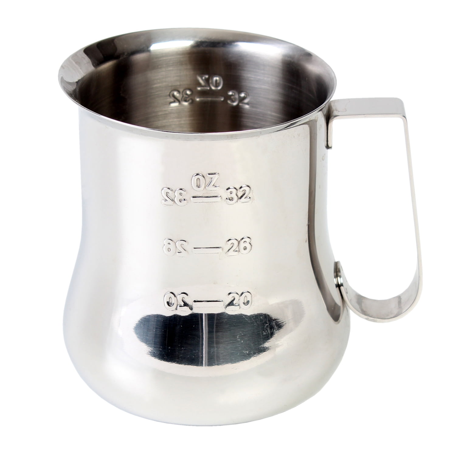 Excellante 40 oz stainless steel milk pitcher with measuring scale ...
