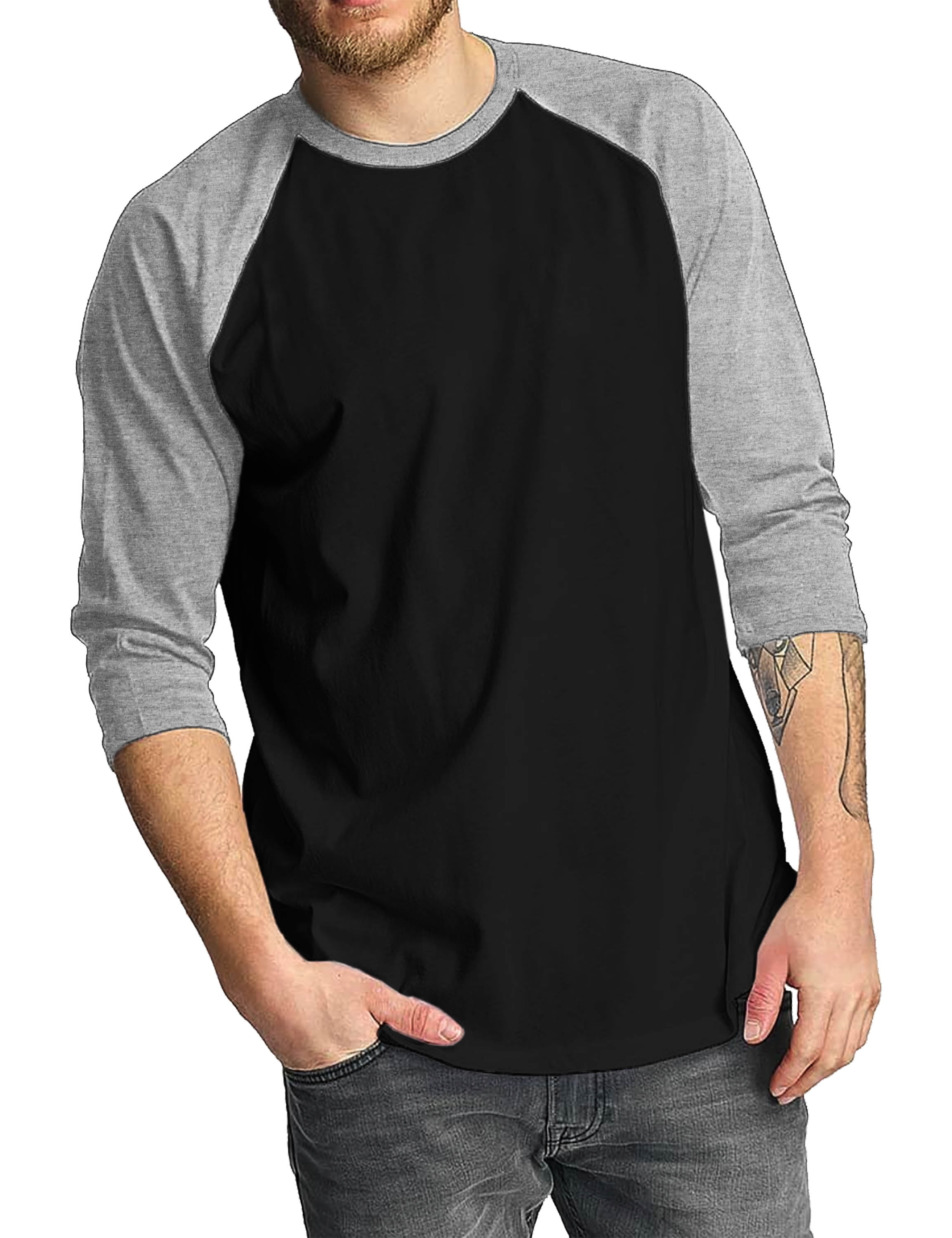 Pro Club Mens Baseball Raglan 3/4 Sleeve Casual Raglan Active Cotton ...