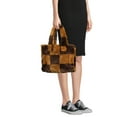 No Boundaries Women's Square Sherpa Tote Bag Brown Checker - Small ...