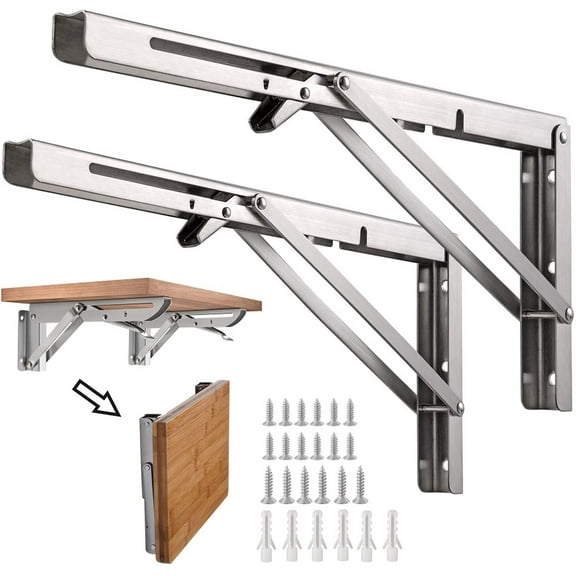 CLT 12'' Folding Shelf Brackets Max. Load 440 lb, Heavy Duty Stainless ...