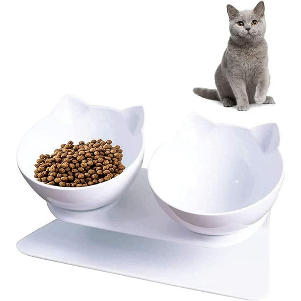 Cat bowl, double height cat bowl, 15° tilting cat bowl, pet bowl, anti ...