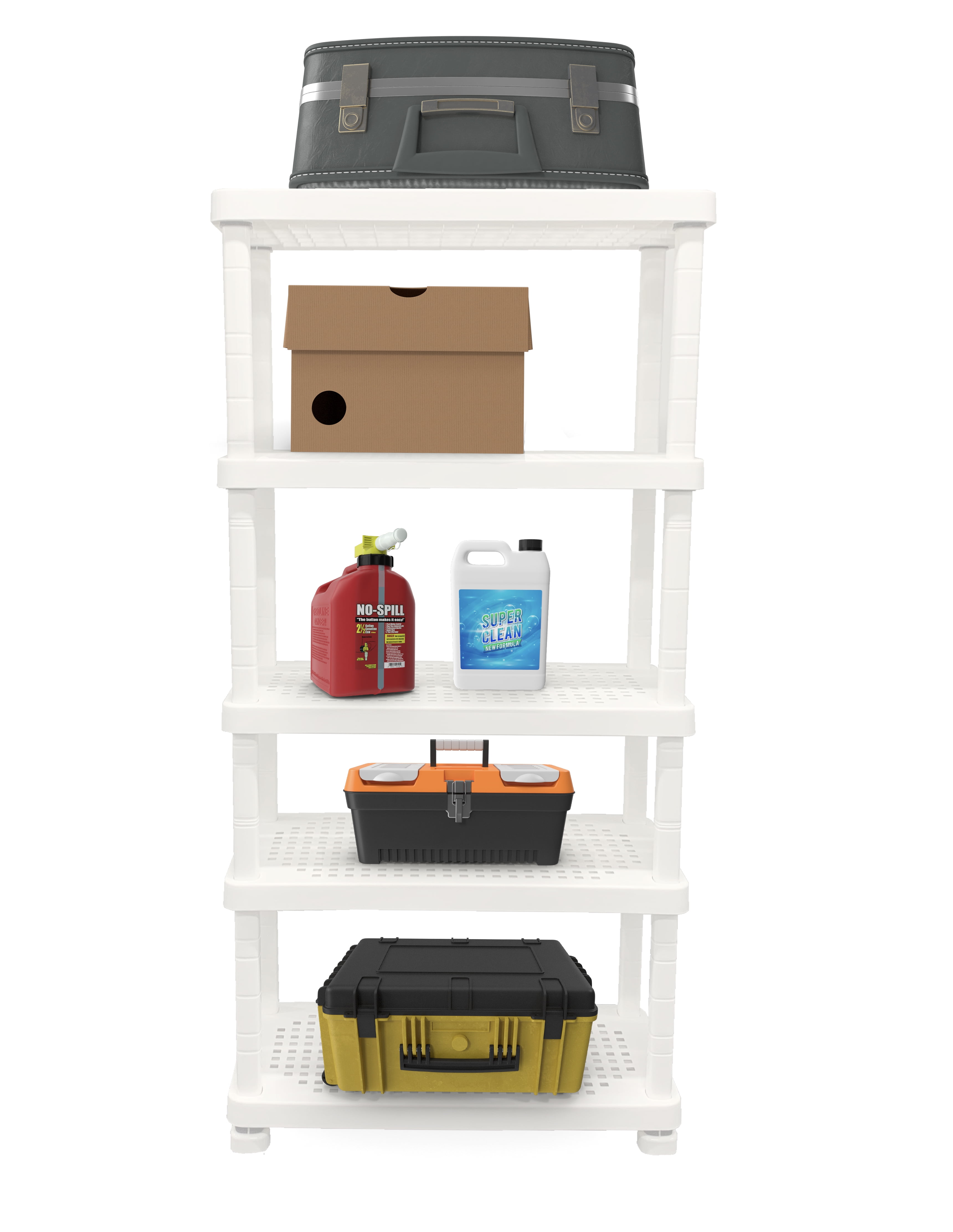 MQ 36"W x 17"D x 74"H 5-Shelf Plastic Garage Shelves, White - Walmart.com