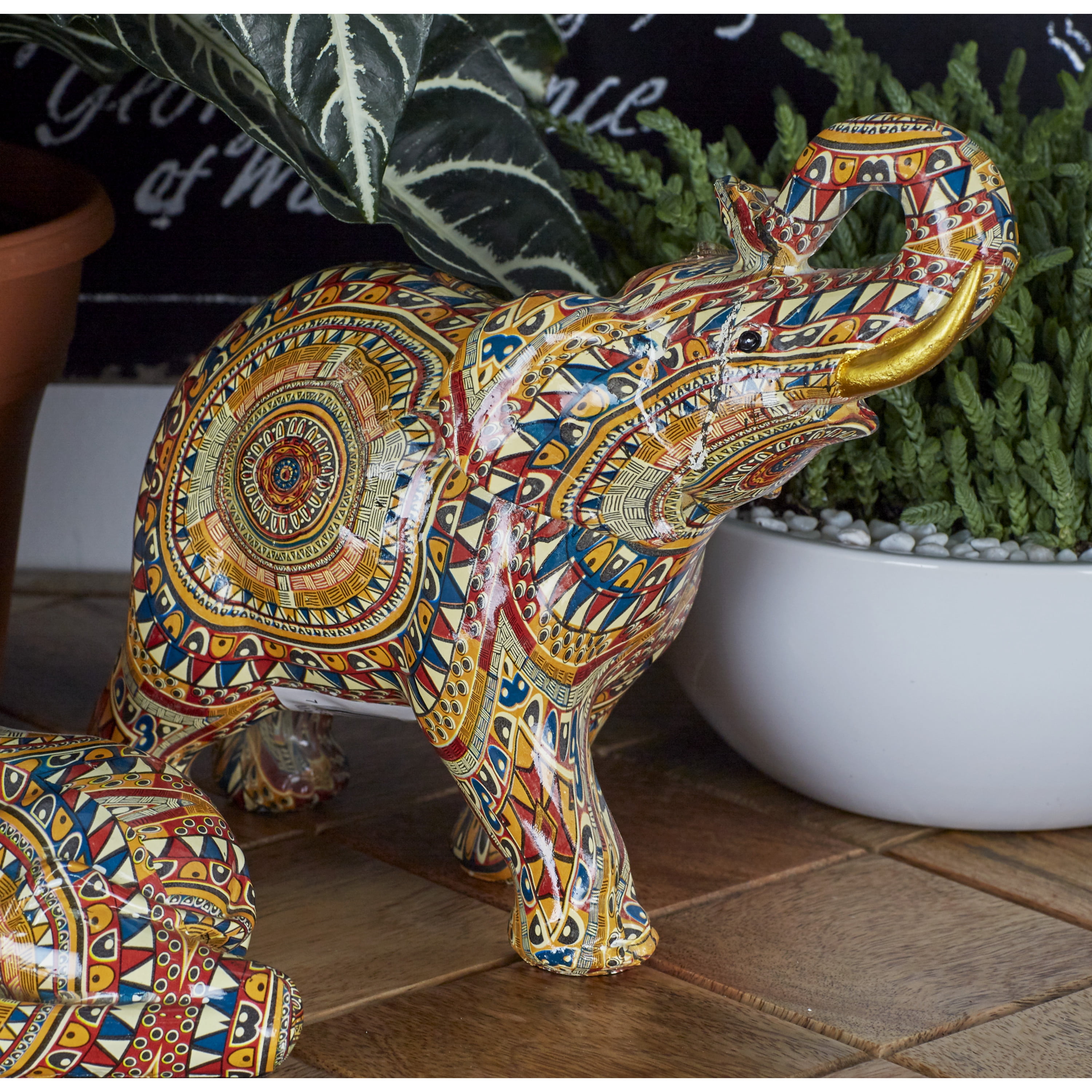 9" x 8" Multi Colored Polystone Elephant Sculpture, by DecMode ...