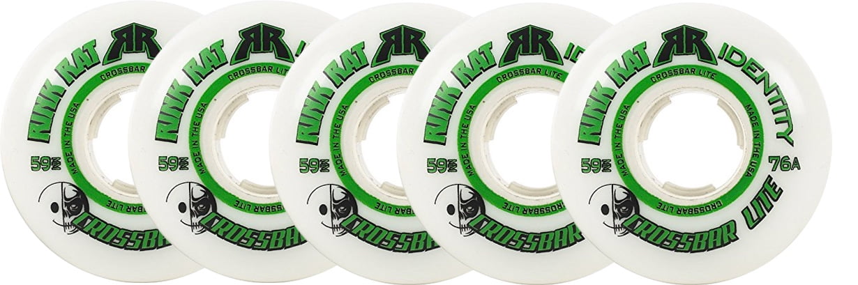 RINK RAT Wheels 47mm 76a CROSSBAR LITE GOALIE 5-Pack White/Green Inline ...
