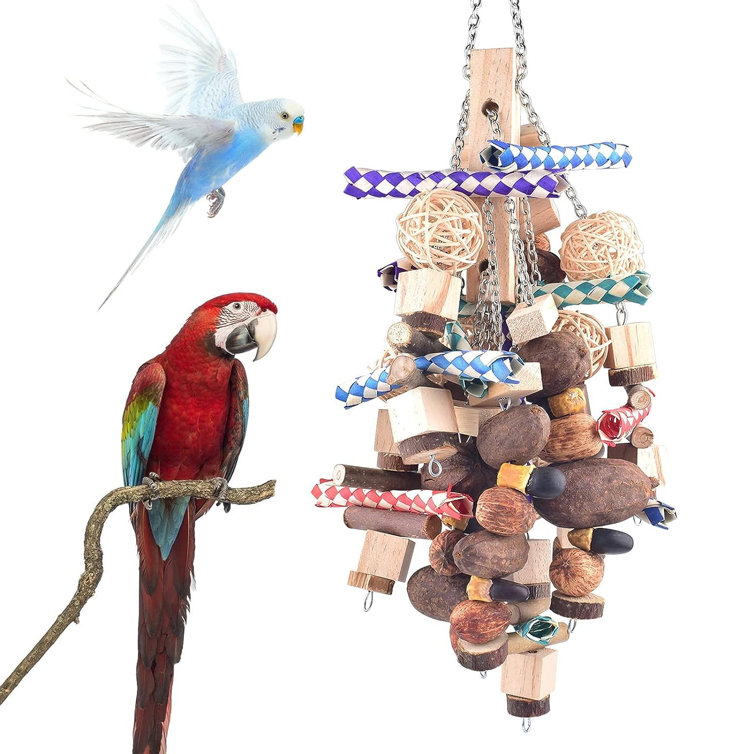 Holzlrgus Large Parrot Chew Toys, 20.8in Bird Parrot Hanging Bite ...