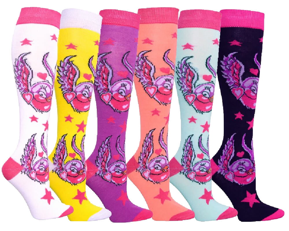 6 Pairs Women's Fancy Design Multi Colorful Patterned Knee High Socks ...