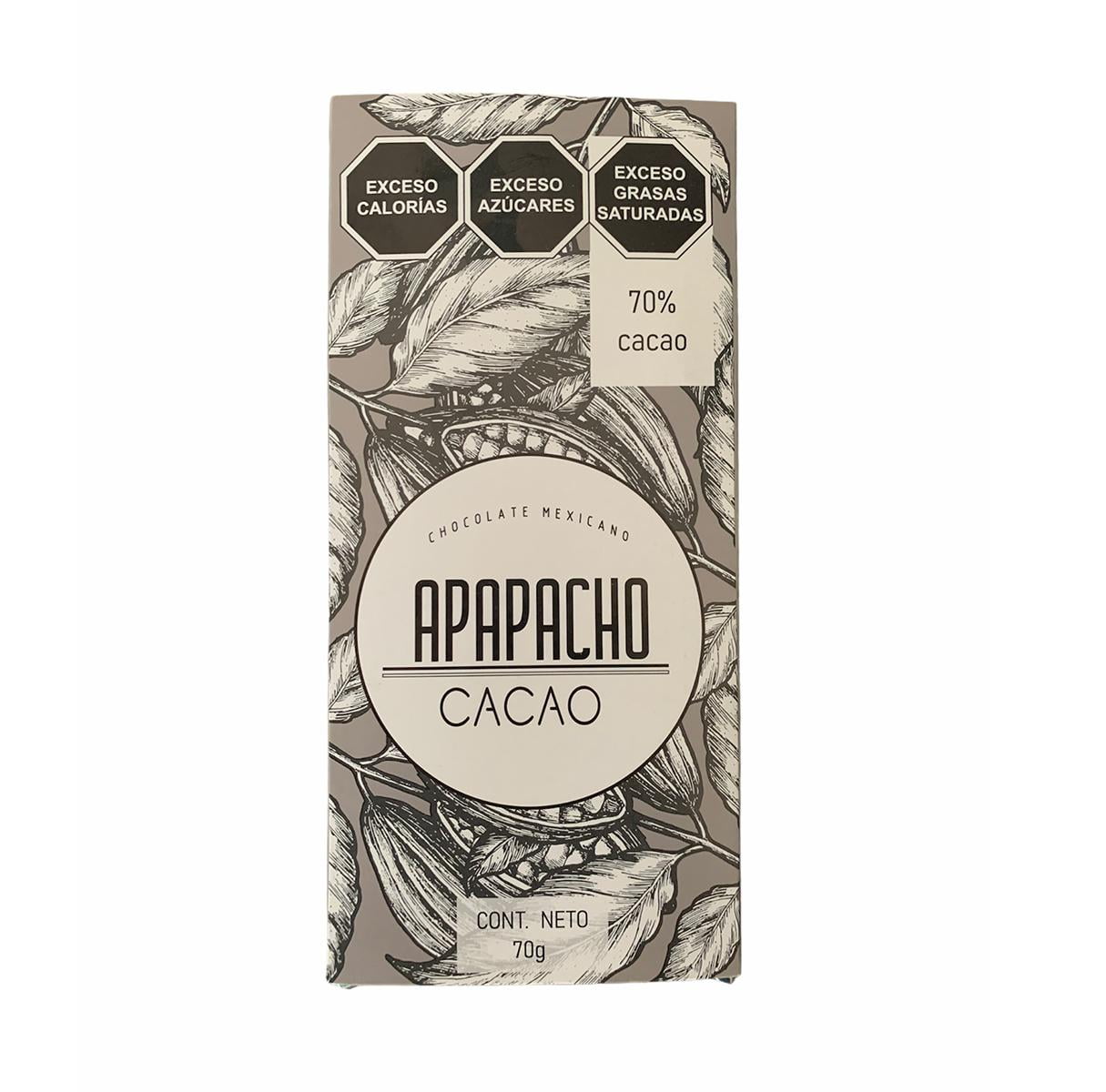 CHOCOLATE OSCURO APAPACHO 70% CACAO 6 BARRAS APAPACHO CACAO 6 BARRAS ...