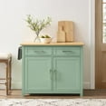 Tristan Kitchen Island Cart Mint Natural