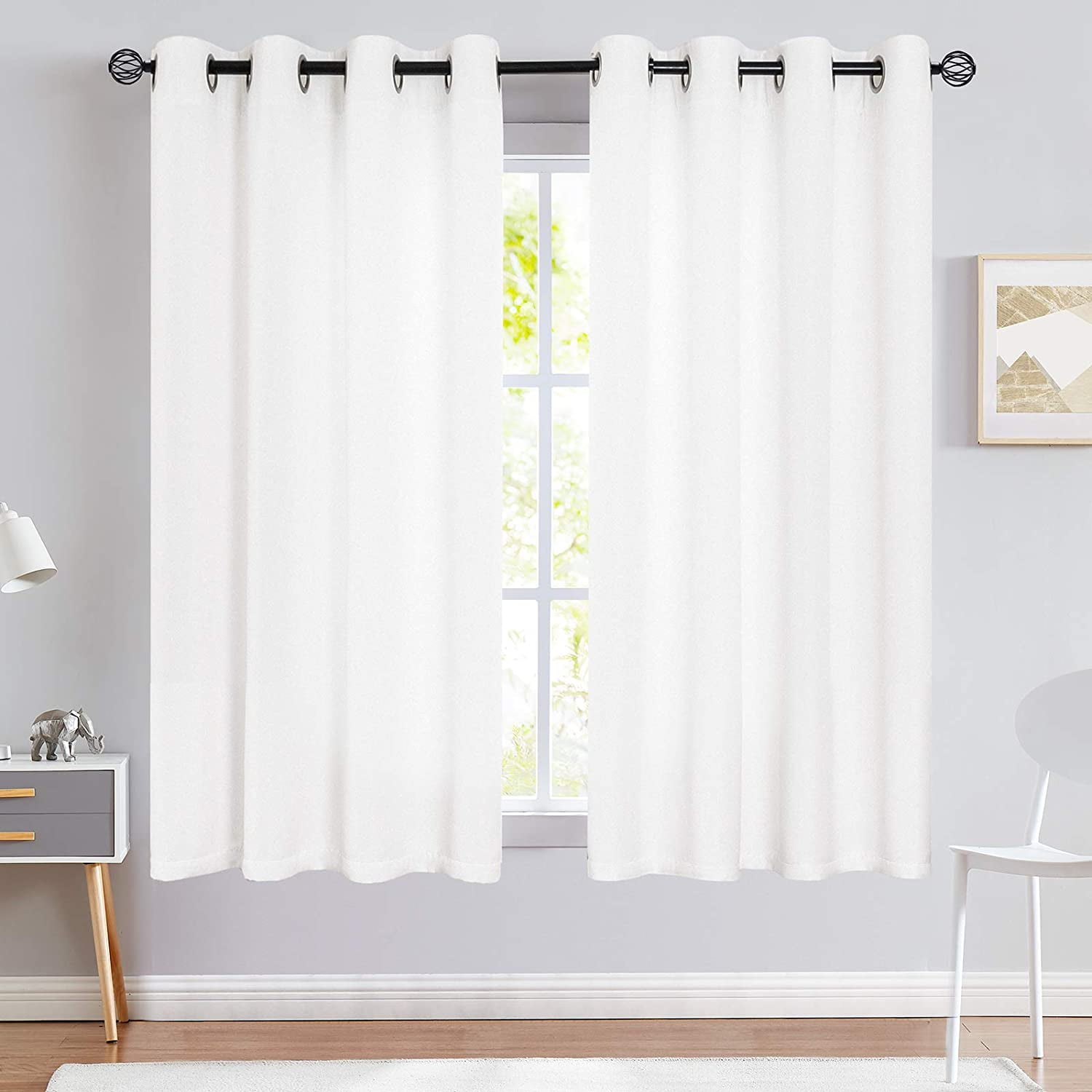 Click here for Curtainking Faux Linen Curtains 63 Inches White Li... prices