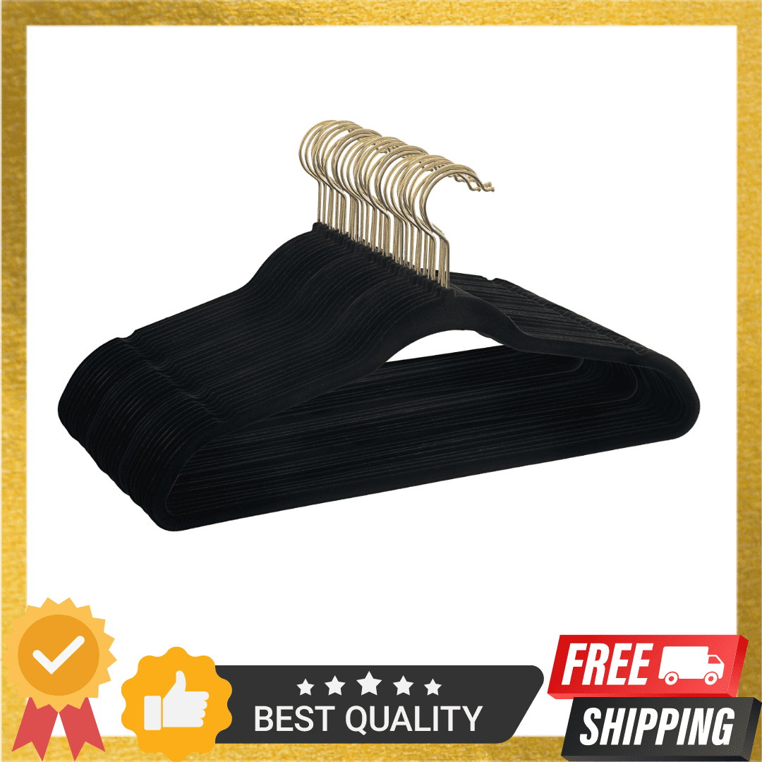 Velvet Clothing Hangers, 30 Pack, Black, Non-Slip Space S - - Walmart.com