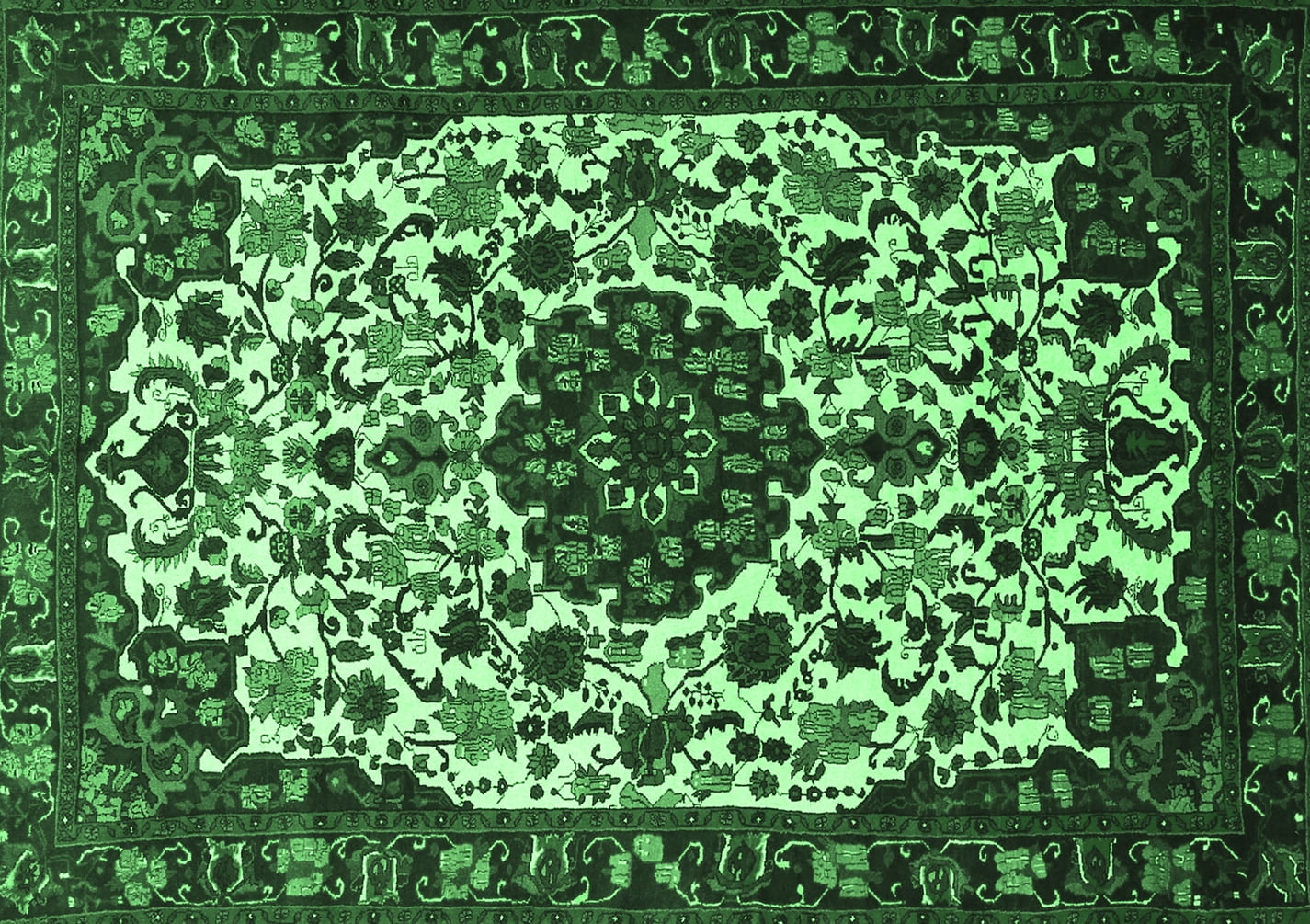 Ahgly Company Indoor Rectangle Medallion Emerald Green Traditional Area ...