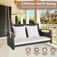 Costway 2-Person Patio Rattan Porch Swing Hanging Loveseat with Cushions for Backyard - Walmart.com