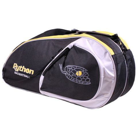 Python Deluxe "3R" (3 Racquet) Racquetball Bag Series (Black/Blue, Black/Red, Black/Yellow ...