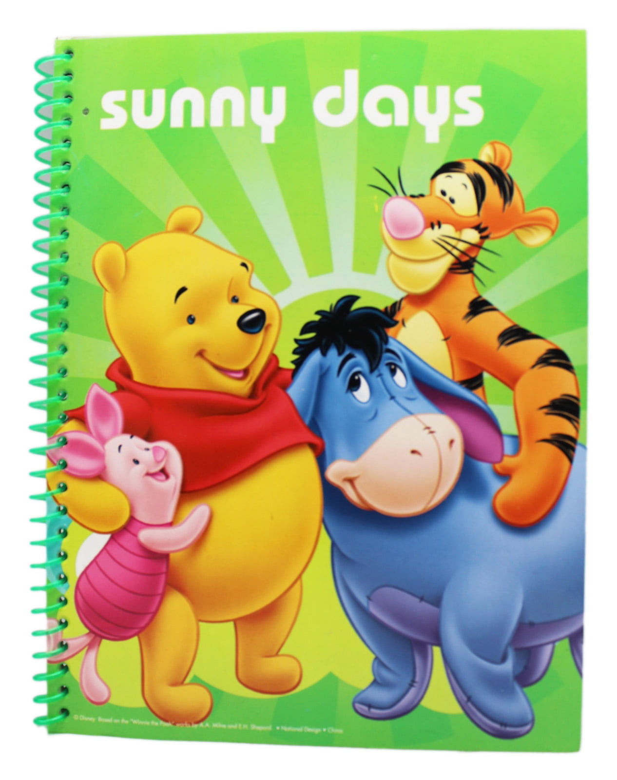 Disney's Winnie the Pooh Sunny Days Green Background Spiral Notebook ...