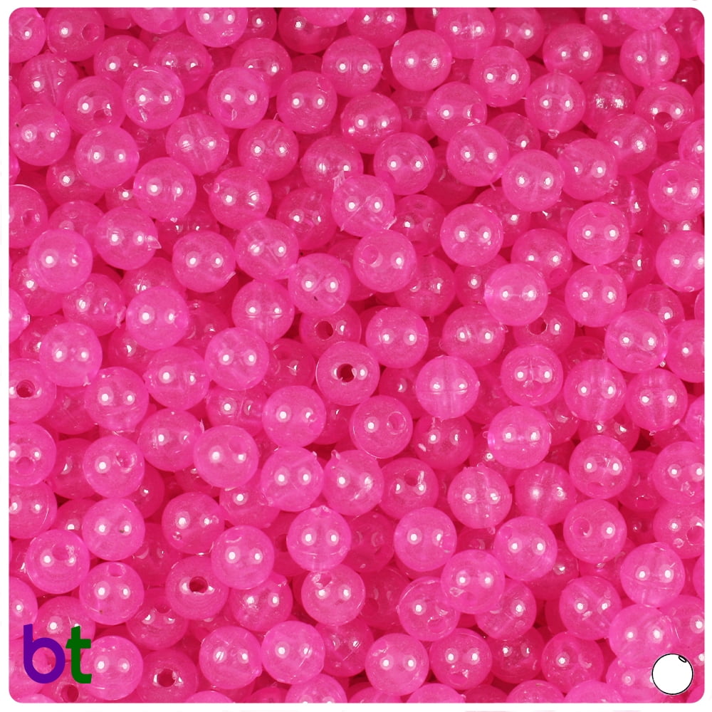 BeadTin Pink Glow 6mm Round Plastic Beads (500pcs) - Walmart.com ...