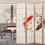 MoNiBloom Room Divider with 4 Panel, Koi Fish Pattern Folding Privacy ...