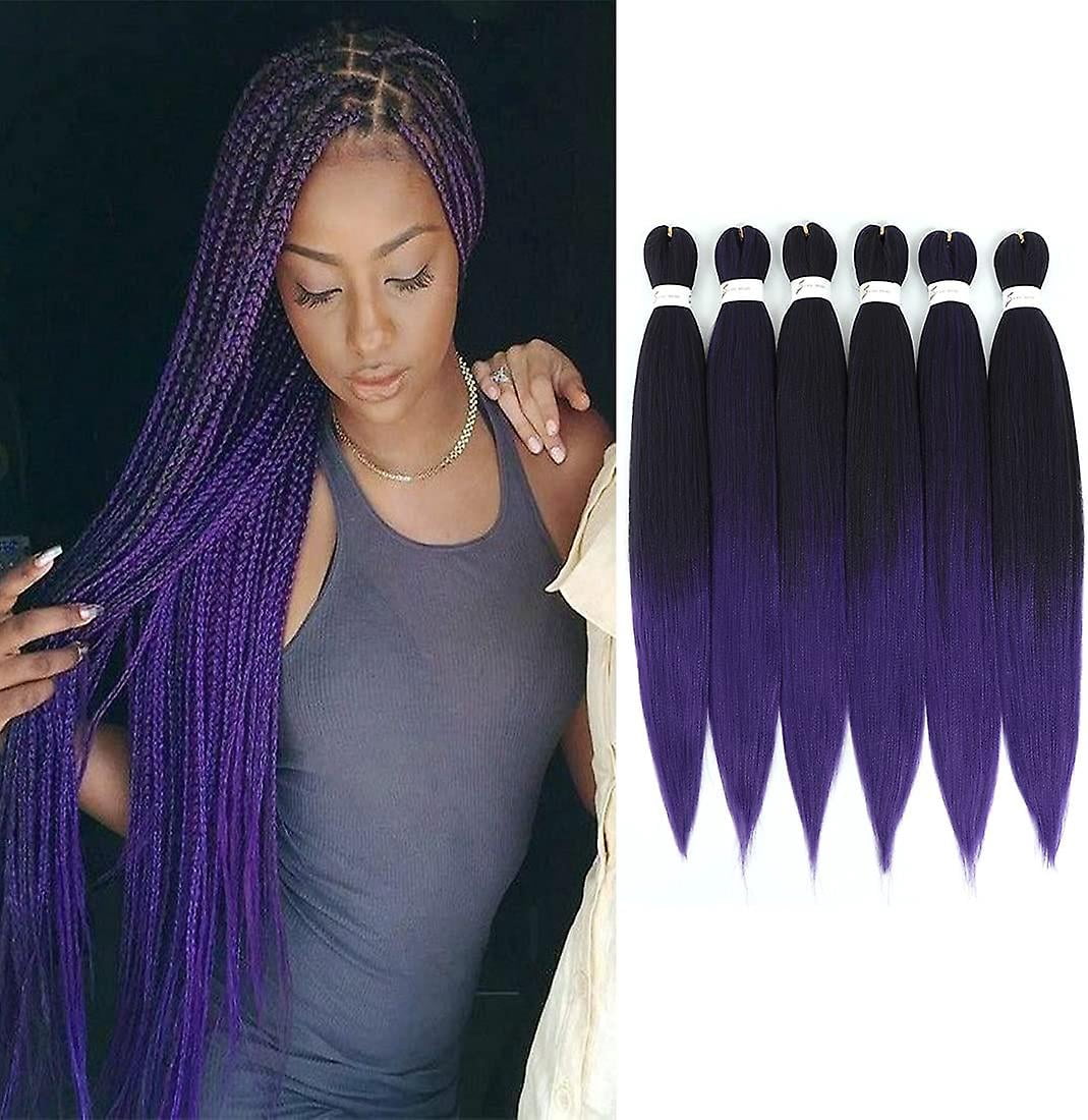 Trenza preestirada de 26' suyoo con degradado morado paquete de 6 ...