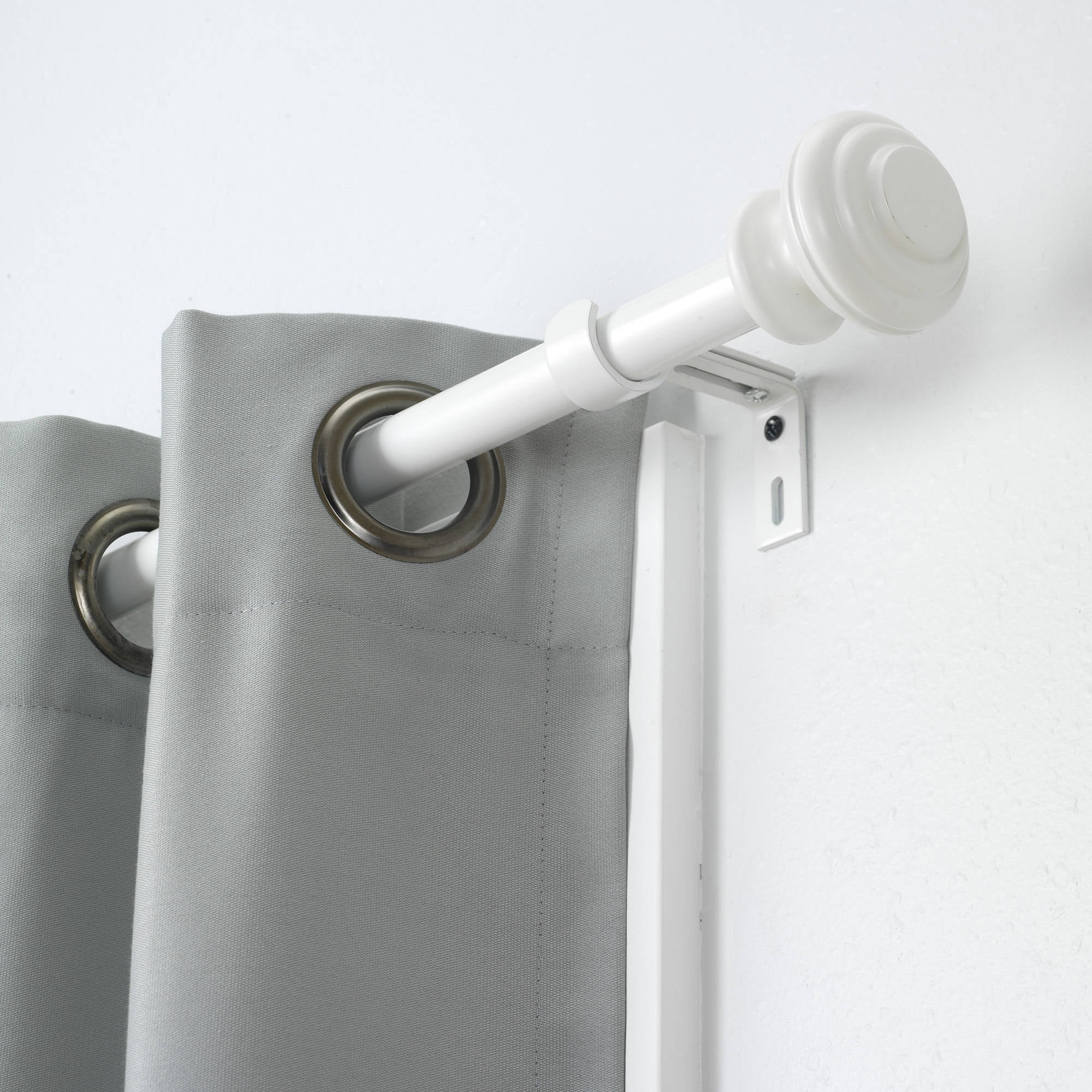 Better Homes & Gardens 1" White Knob Single Curtain Rod, 42"-120 ...