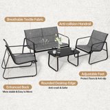 4 Pieces Patio Furniture Outdoor Textilene Conversation Set with Glass ...