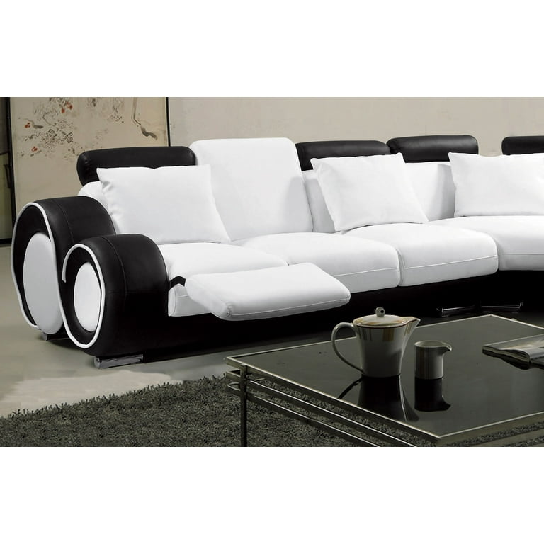 Black Bonded Leather Sectional Sofa | Baci Living Room